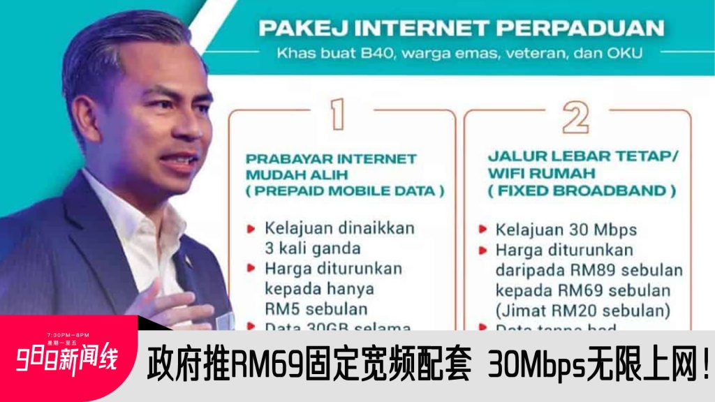 政府推RM69固定宽频配套 30Mbps无限上网！ – 988